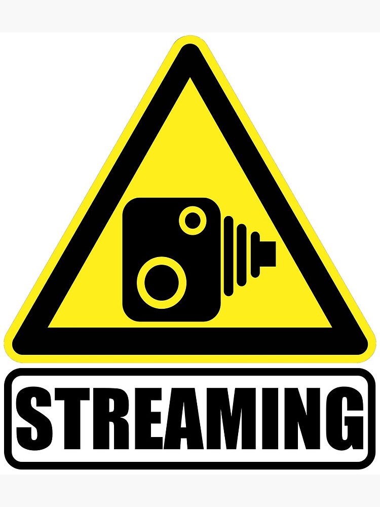 "Streaming video in hi viz hazard warning alert triangle. ON AIR. LIVE ...
