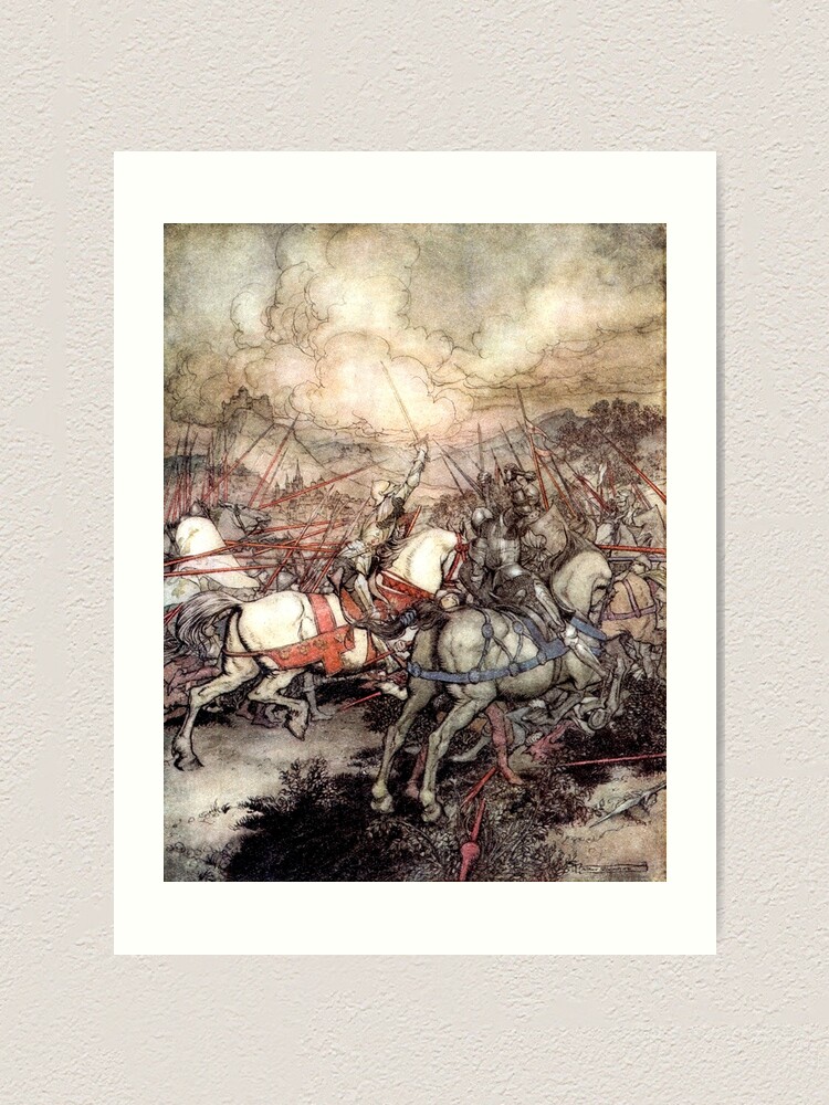 "King Arthur in Battle - Arthur Rackham" Art Print by forgottenbeauty ...