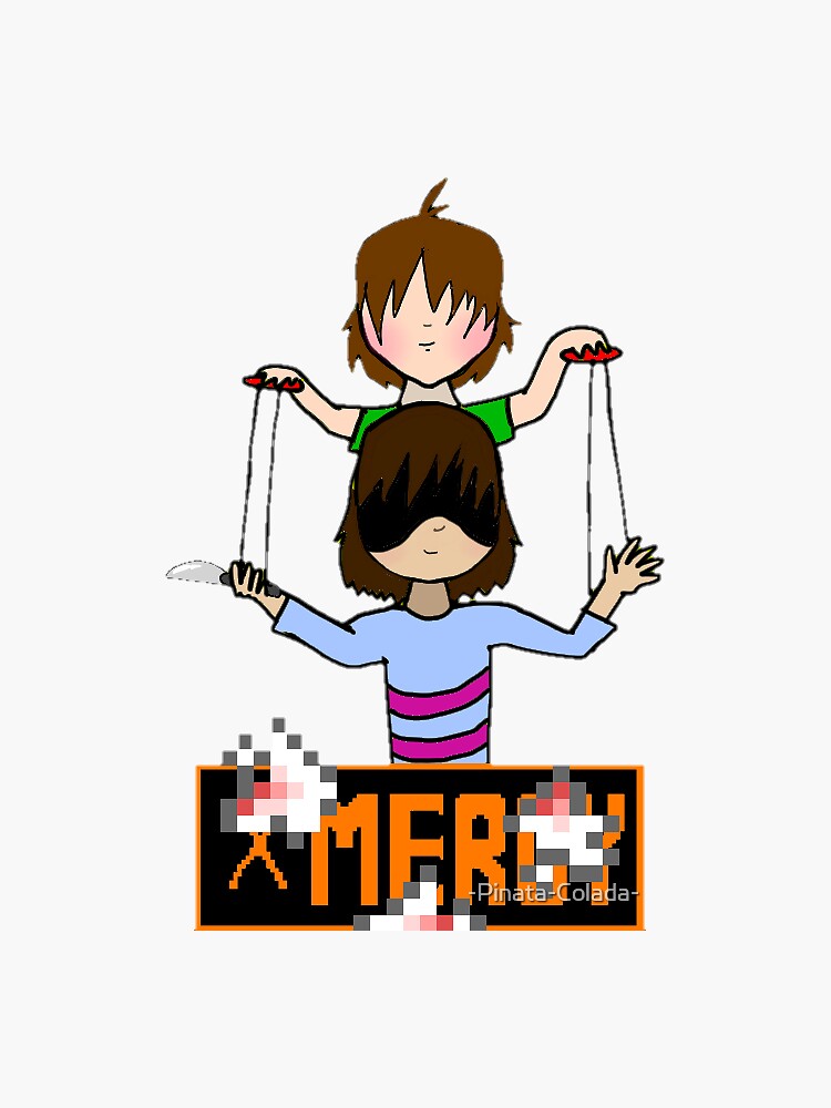 "Chara and Frisk Mercy Button" Sticker by -Pinata-Colada- | Redbubble