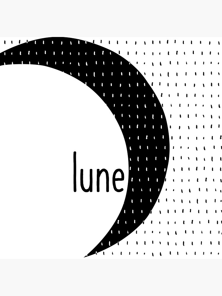 "Minimalist Moon Lune Black and White Lines Typo" Sticker by ...