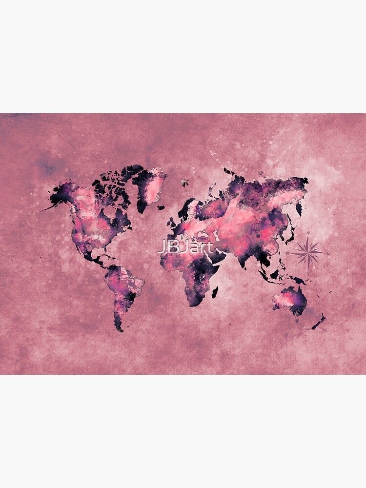 Pegatina «mapa del mundo rosa coral # mapa # mundo» de JBJart | Redbubble