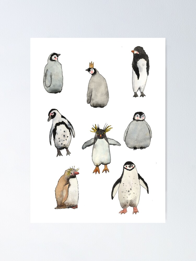 "Penguin gang" Poster for Sale by tinavandijk | Redbubble