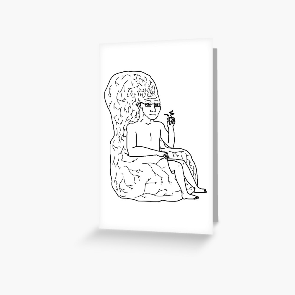 "Wojak on the Brain Throne" Greeting Card for Sale by muwumbe | Redbubble