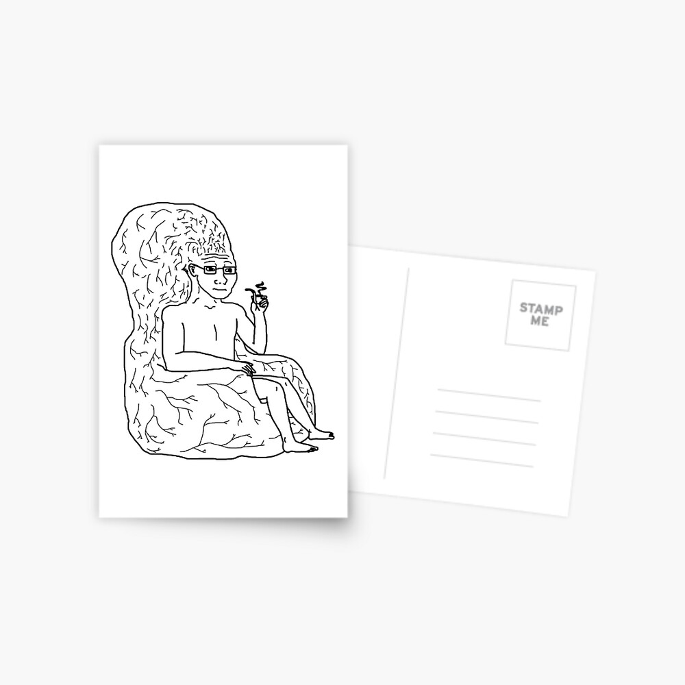 Wojak On The Brain Throne Postcard For Sale By Muwumbe Redbubble