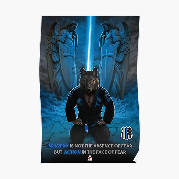 "Blue Line Wolf" Poster for Sale by groundshark | Redbubble