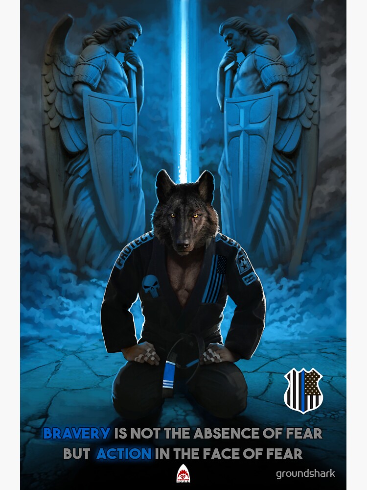 "Blue Line Wolf" Sticker for Sale by groundshark | Redbubble