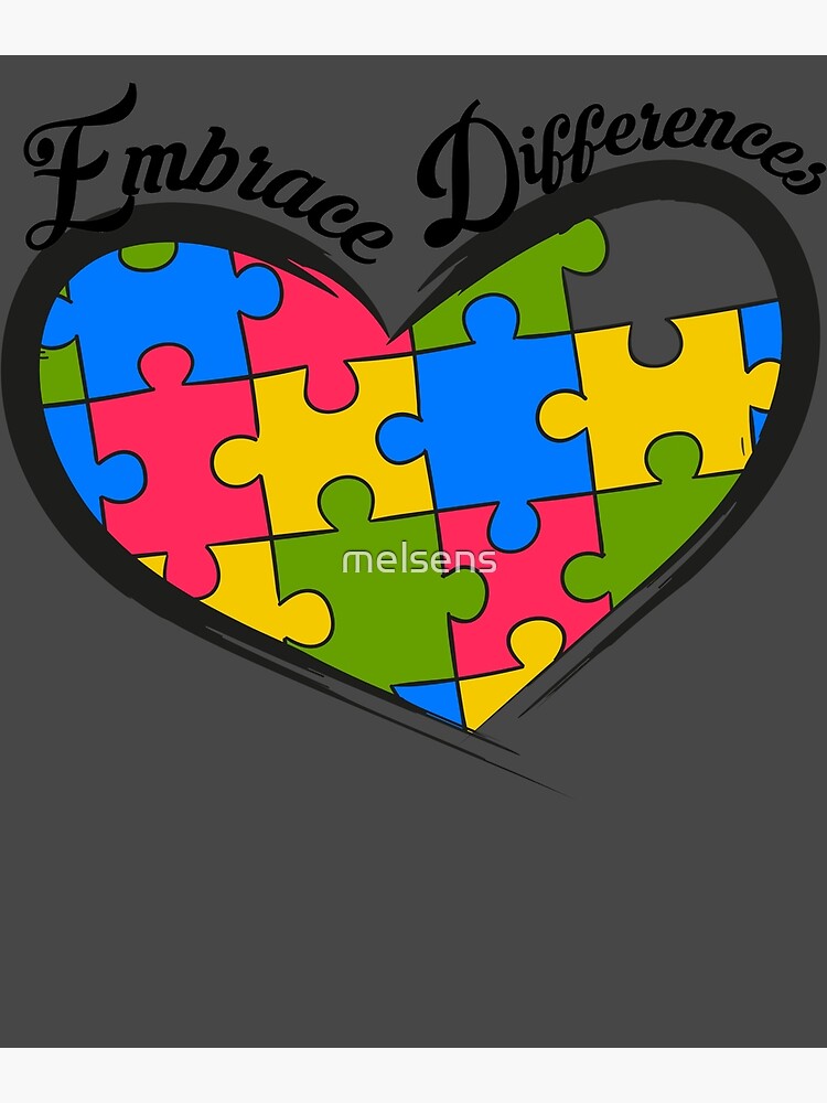 "Embrace Differences Art - Support Autism Awareness Day Art" Poster for ...