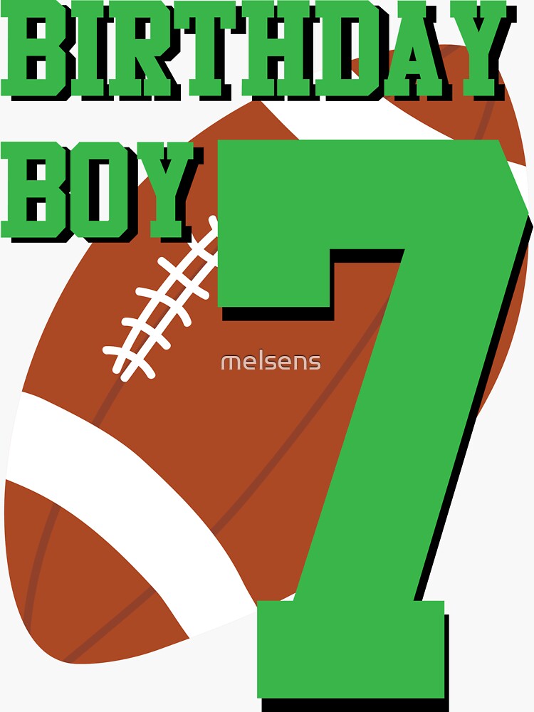 "7th Birthday Football Boy Art | 7 year old Field Players" Sticker for ...