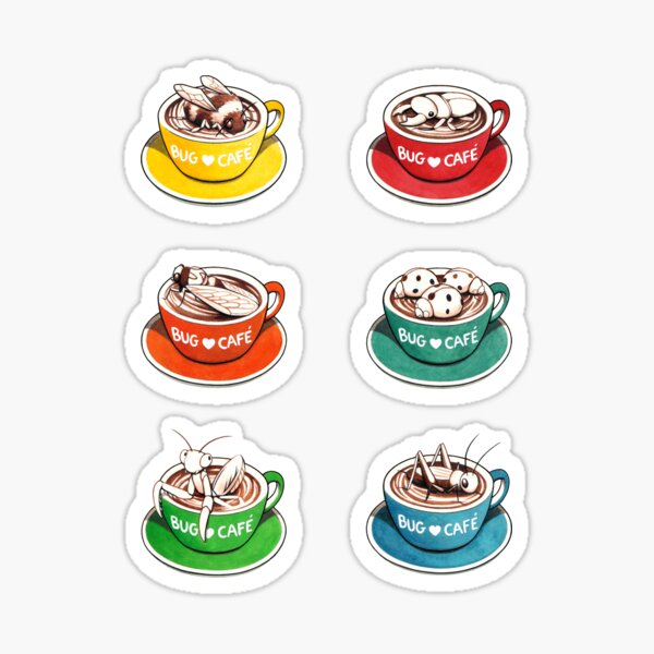 "Bug Cafe: Latte Art Insects" Sticker for Sale by MaryCapaldi | Redbubble