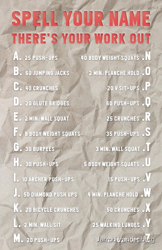 "Workout Name Infographic Chart" by Jarrod Vandenberg | Redbubble