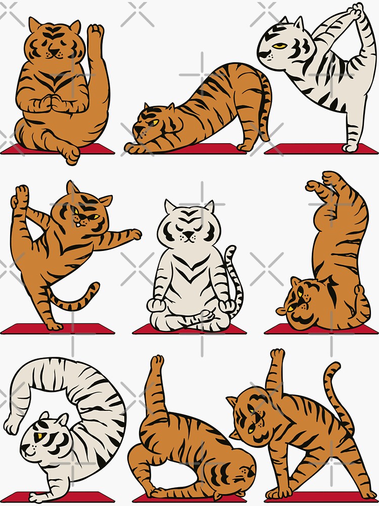 "Bengal Tiger Yoga" Sticker for Sale by Huebucket | Redbubble