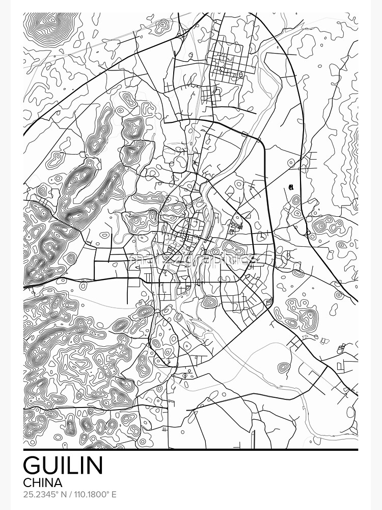 "Guilin map poster print wall art, China gift printable, Home and ...