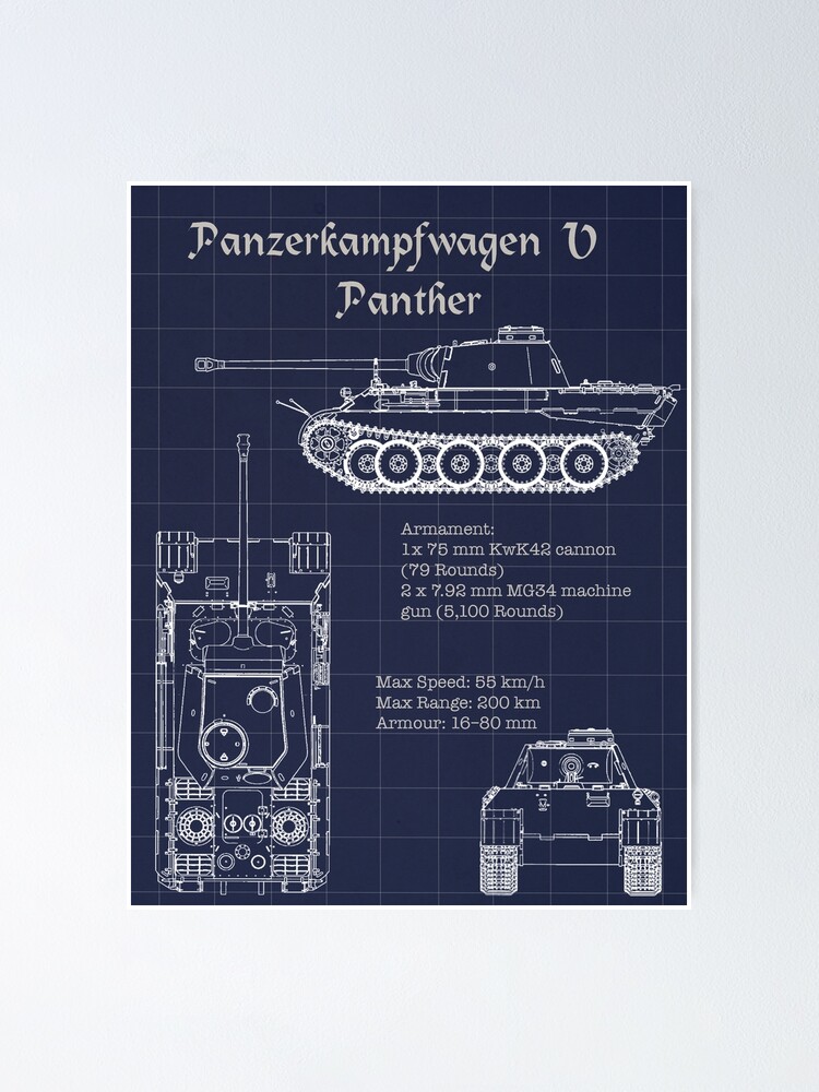 "Panzerkampfwagen V Panther Blueprint" Poster von Grayhanch | Redbubble
