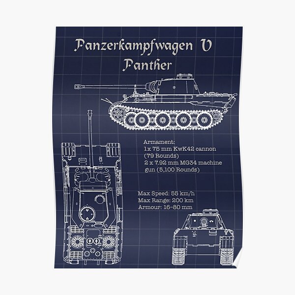 "Panzerkampfwagen V Panther Blueprint" Poster von Grayhanch | Redbubble