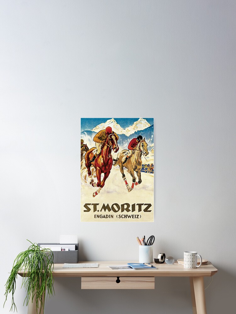 "Vintage horse racing in the snow sport ad" Poster for Sale by ...