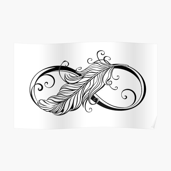 "Infinity Symbol with Feather" Poster by Blackmoon9 | Redbubble