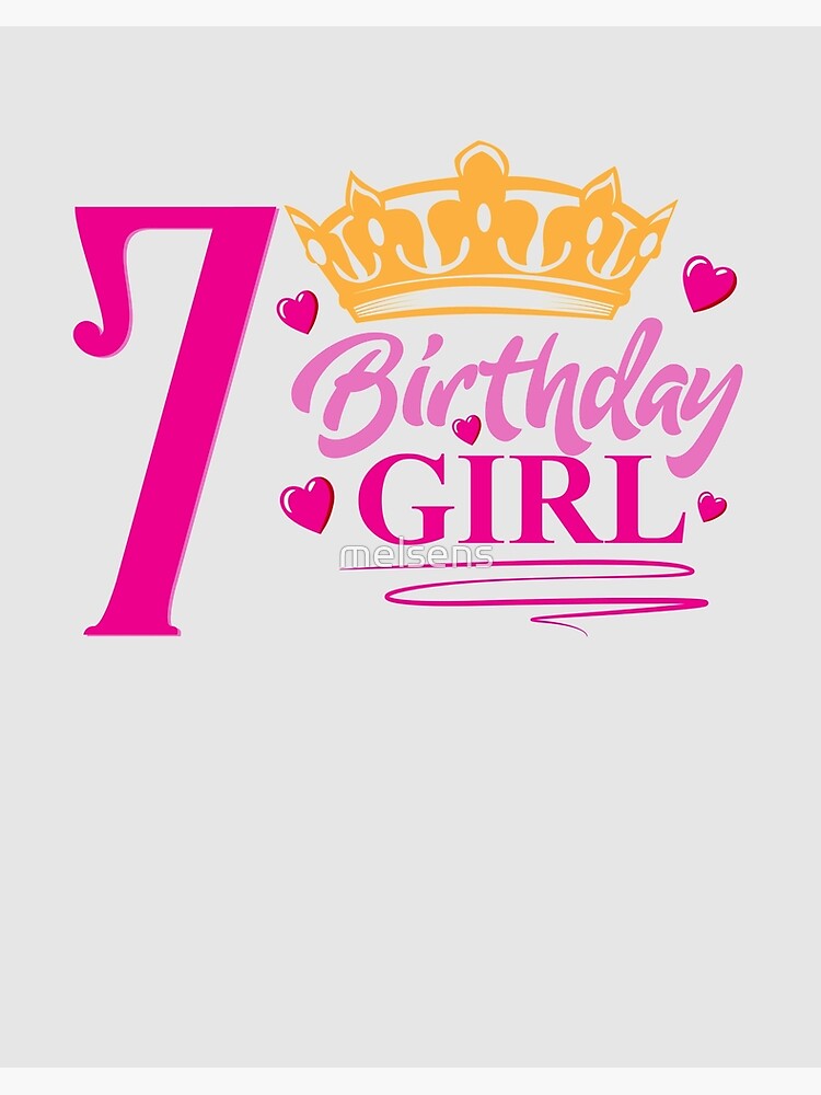 "Queen 7th Birthday Girl Art, Party 7 Years Old Bday" Art Board Print ...
