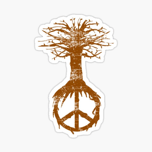 "Hippie Tree Peace Sign Art | Cute Nature Lovers Art Gift" Sticker for ...