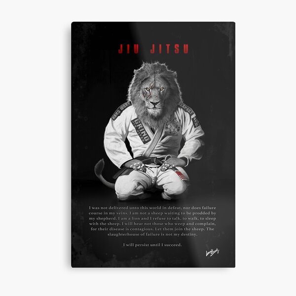 "Kneeling Jiu-Jitsu Lion" Metal Print for Sale by groundshark | Redbubble