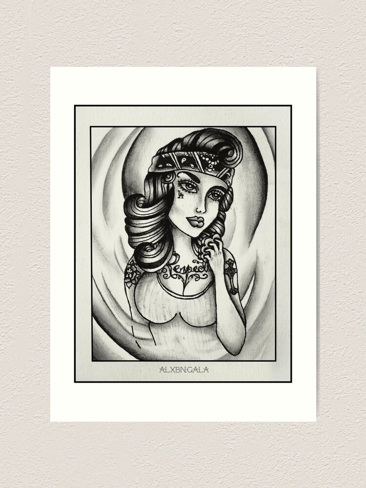 Painting Traditional Tattoo Chola Lady Print Art Art & Collectibles ...