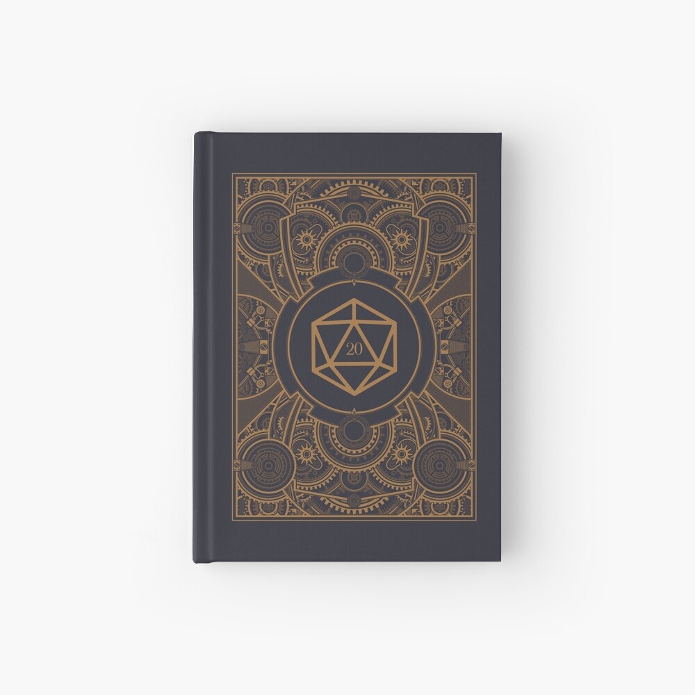 "D20 Dice Steampunk Mech" Hardcover Journal by pixeptional | Redbubble