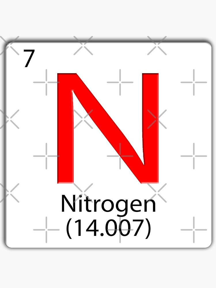 "Digital Illustration - Chemical periodic table style tile N Nitrogen ...
