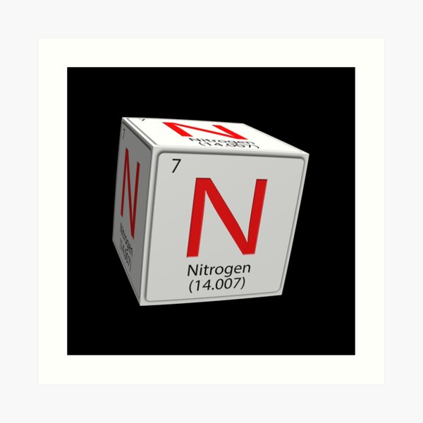 "Chemical periodic table style tile N Nitrogen cubed" Art Print by ...