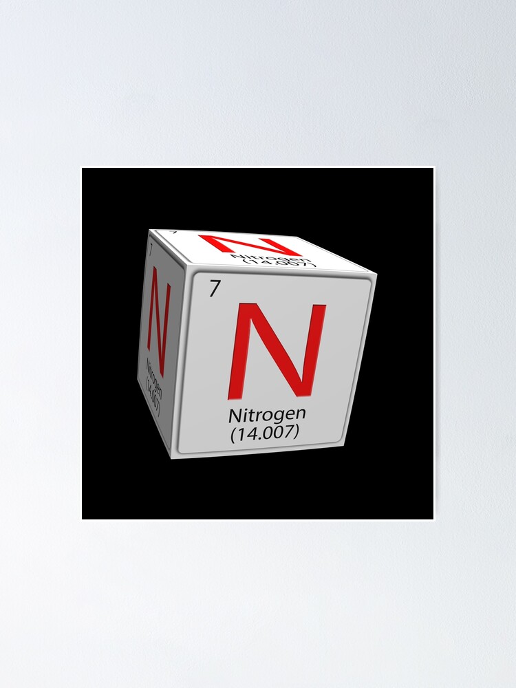 "Chemical periodic table style tile N Nitrogen cubed" Poster by ...