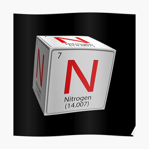 "Chemical periodic table style tile N Nitrogen cubed" Poster by ...
