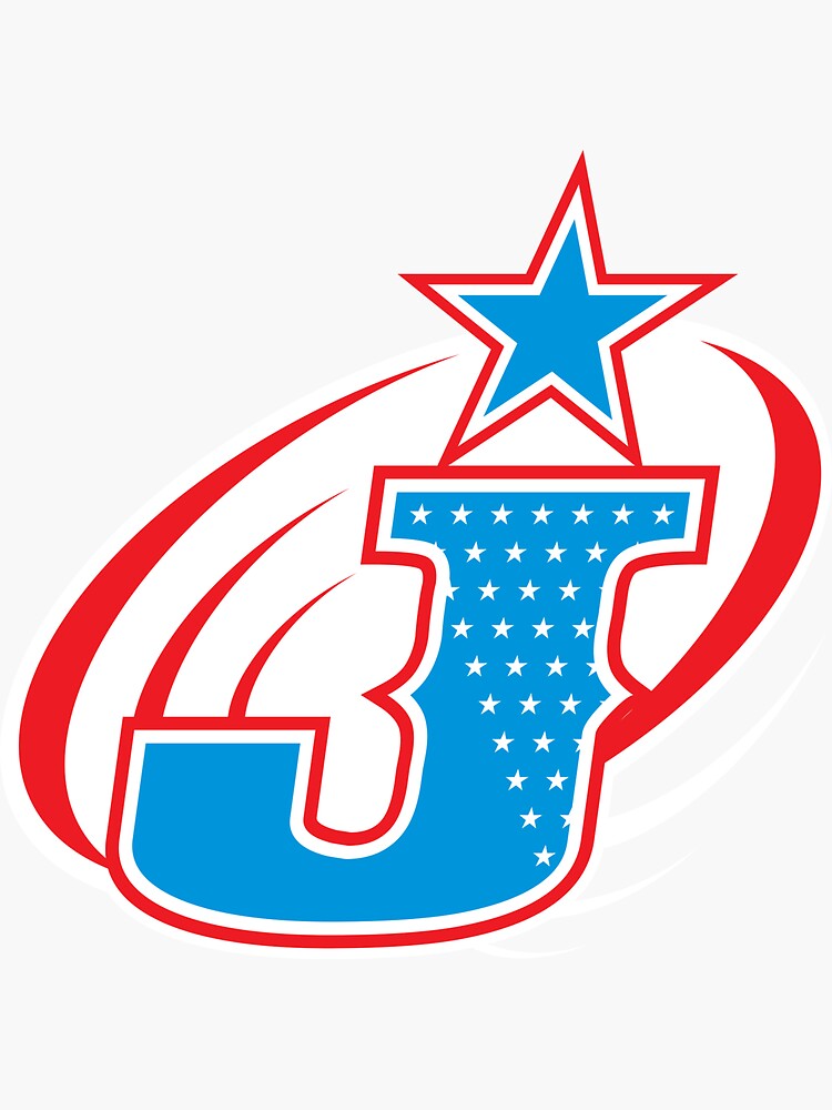 "Justice Superhero Letter J" Sticker by DOODL | Redbubble