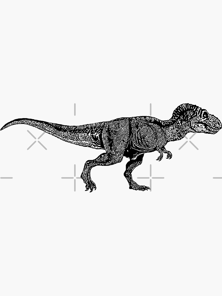 "Tyrannosaurus Rex / T-Rex Black and White Perspective" Sticker for ...