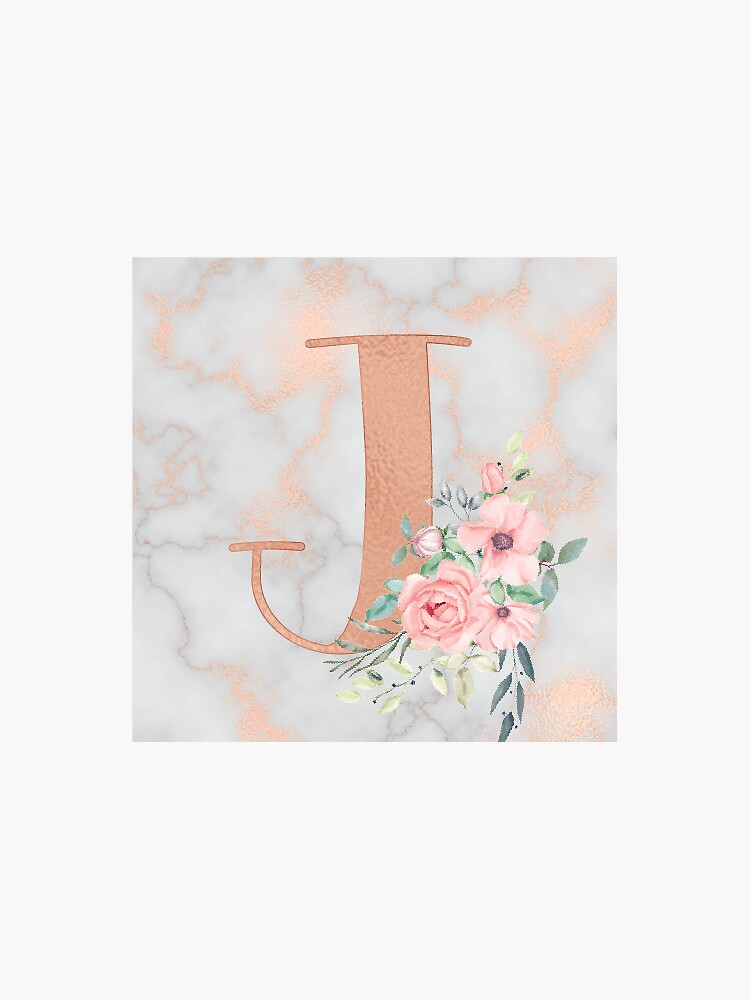"Rose Gold Monogram Pink Flowers Letter J" Sticker for Sale by kacao ...