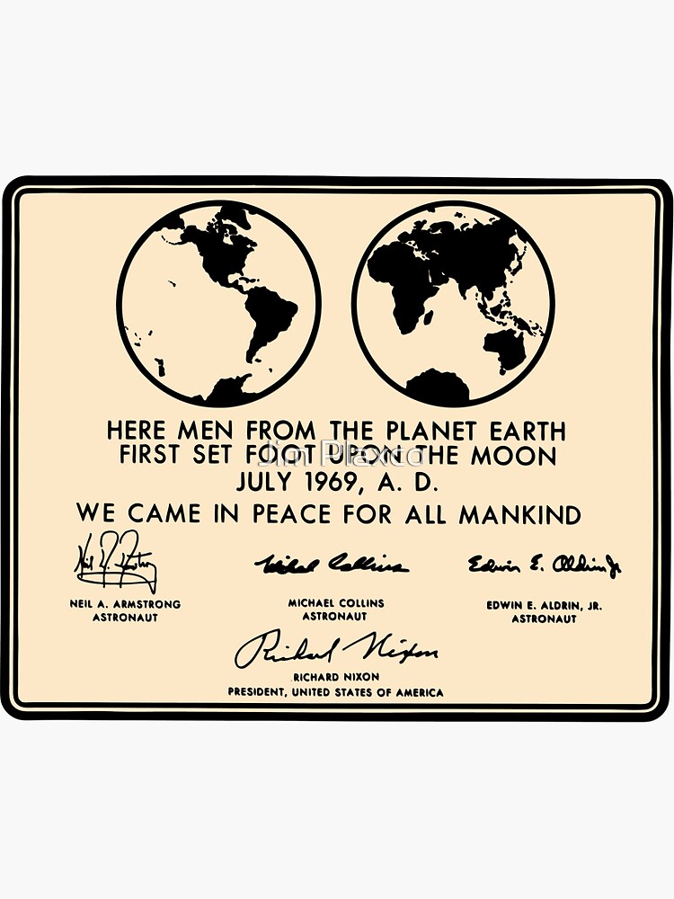 "NASA Apollo 11 Lunar Plaque Anniversary" Sticker for Sale by Jim ...