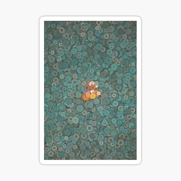 "buttons fantasy blue lake" Sticker for Sale by CharliSL | Redbubble