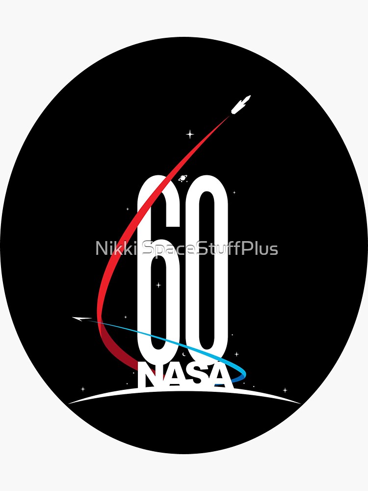 Pegatina «El póster oficial del 60 aniversario de la NASA en negro» de ...