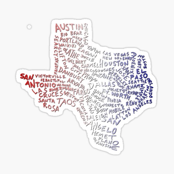 "Cities of Texas design" Sticker for Sale by texas-facts | Redbubble