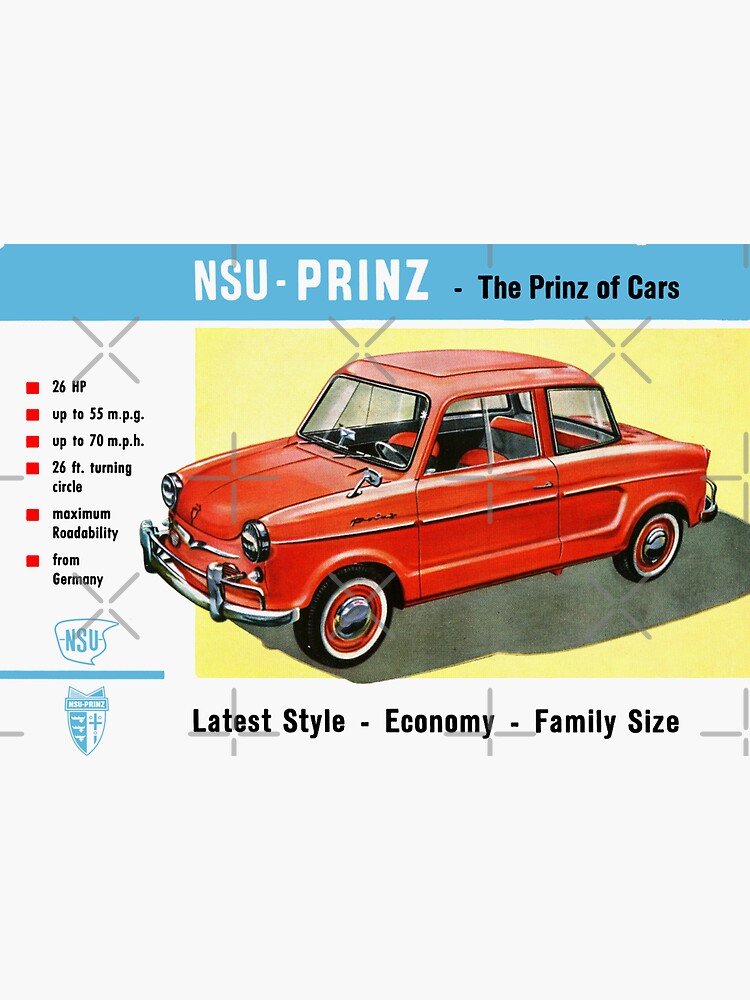 "NSU PRINZ" Sticker for Sale by ThrowbackMotors | Redbubble