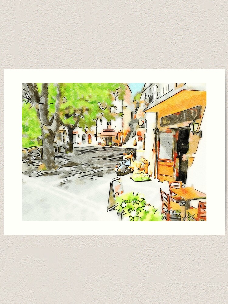 "Tortora: glimpse with bar table and scooter" Art Print for Sale by ...