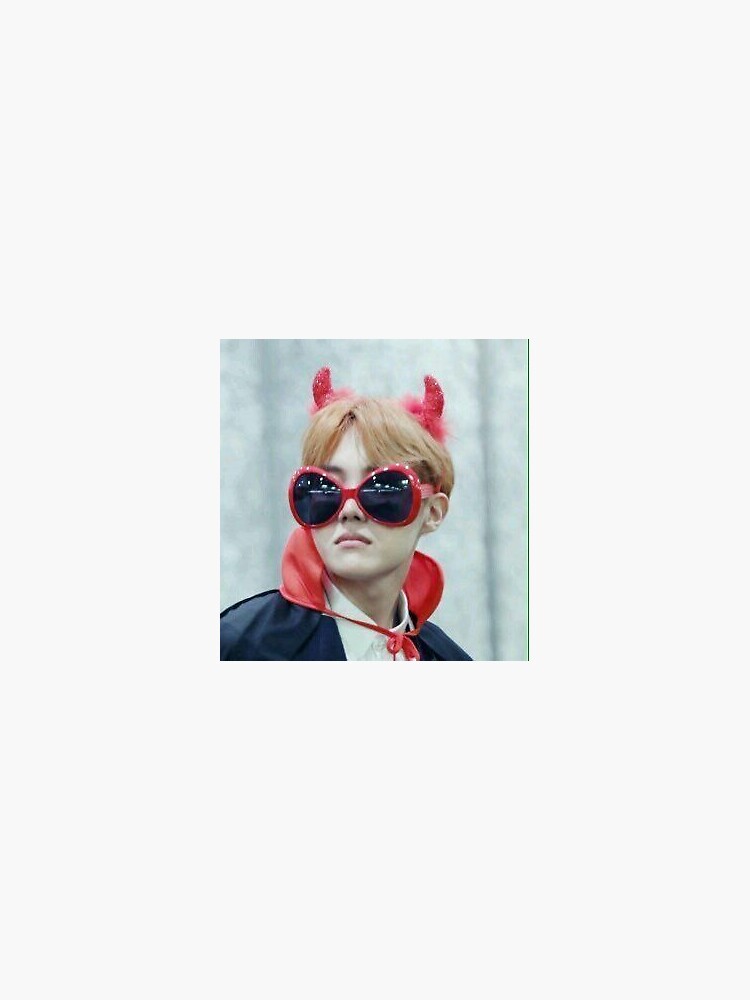 "BTS J-Hope Devil Glasses Meme " Sticker by interludewings | Redbubble