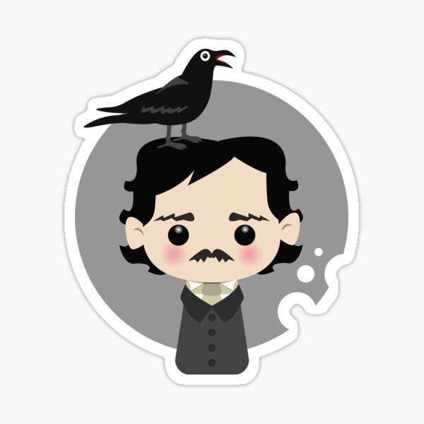 "Edgar Alla Poe chibi" Sticker by sonosololibri83 | Redbubble