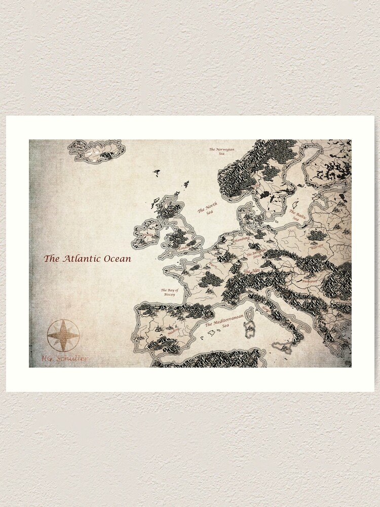 "Fantasy Map - Europe edition (Tolkien inspired)" Art Print for Sale by ...