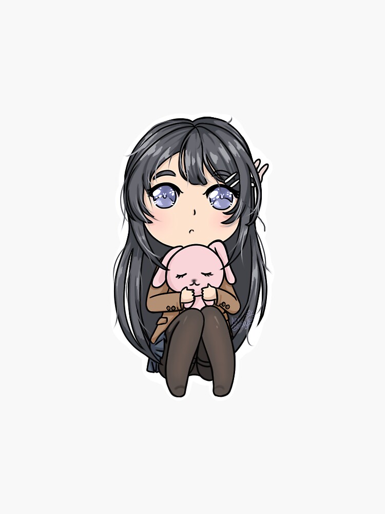 "Mai - Holding Bunny Chibi" Sticker by Kibby | Redbubble
