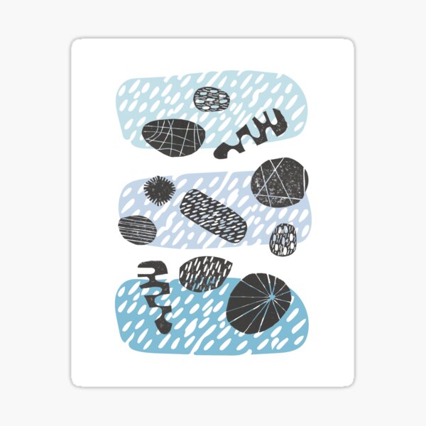 "Blue abstract lino print abstract" Sticker by dawnyoungart | Redbubble