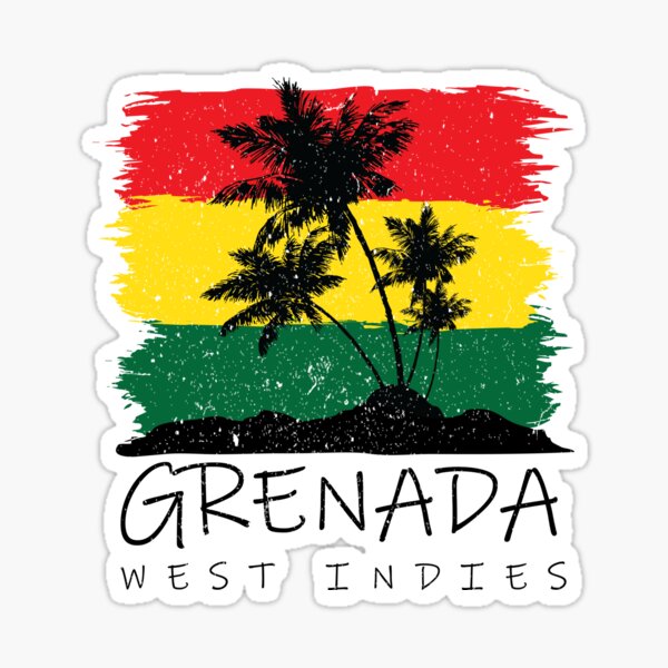 "Grenada National Colours in Background of Palm silhouette" Sticker for ...