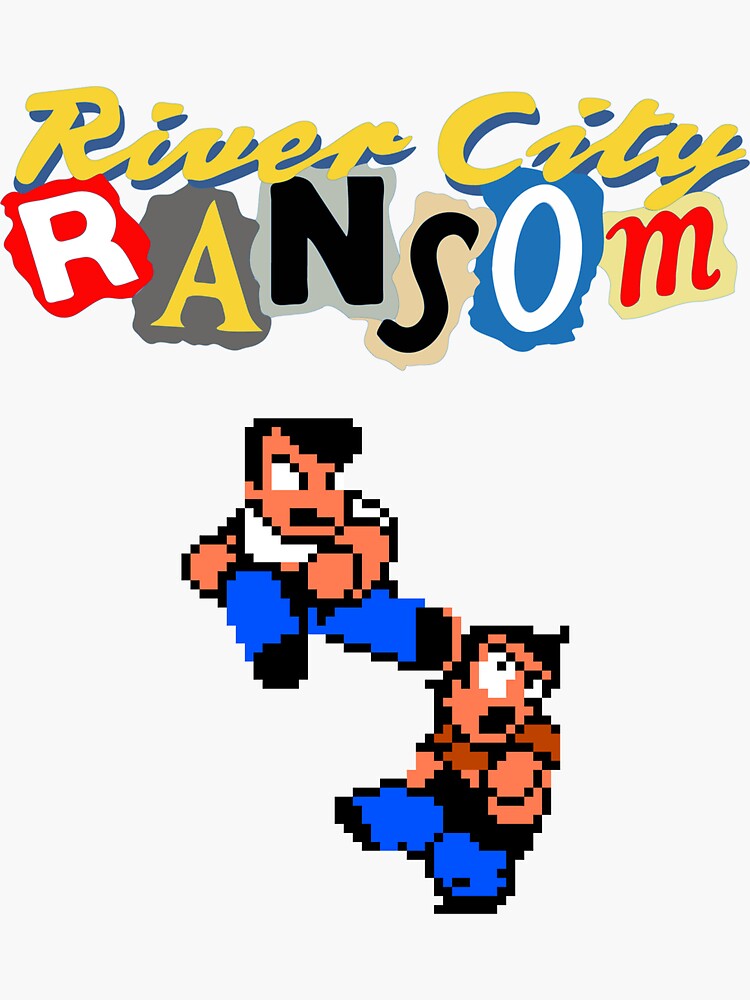 "River City Ransom Shirt (Logo w/ 8-Bit Characters)" Sticker by ...