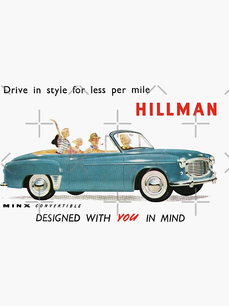 "HILLMAN MINX CONVERTIBLE" Sticker for Sale by ThrowbackMotors | Redbubble