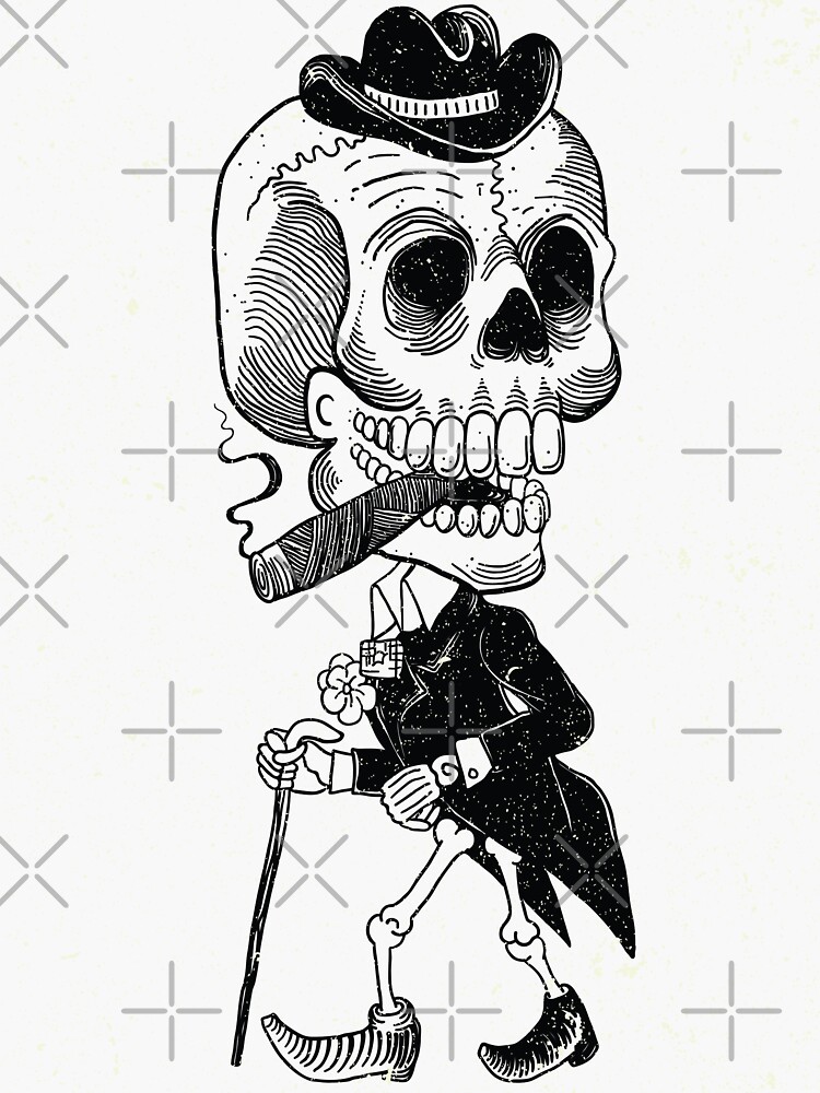 "Dapper Cigar Skull Boi" Sticker for Sale by SuperSeries | Redbubble