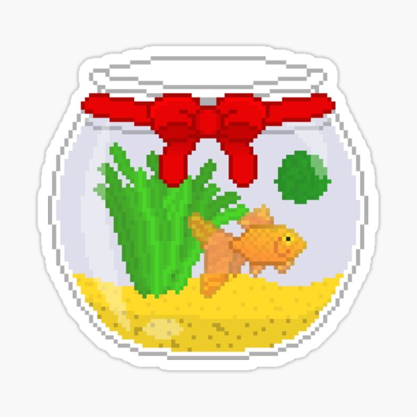 "Pixelart Goldfish Bowl" Sticker for Sale by fuiuki | Redbubble