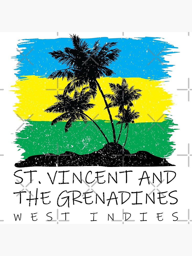 "St Vincent and the Grenadines National Colours in Background of Palm ...