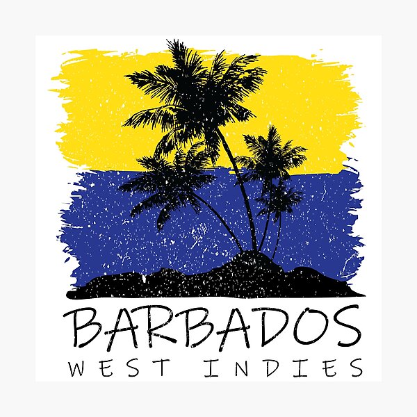 "Barbados National Colours in Background of Palm silhouette ...